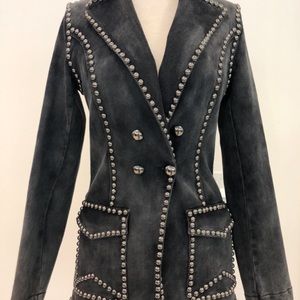 Adore | Jackets & Coats | Womans Studded Denim Jacket In Black Denim ...